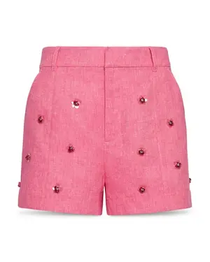 Cinq À Sept Linen & Cotton Wildflower Paillette Shorts
