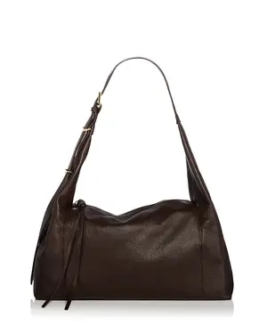 Aqua Large Leather Shoulder Bag Exclusive - Chocolate
