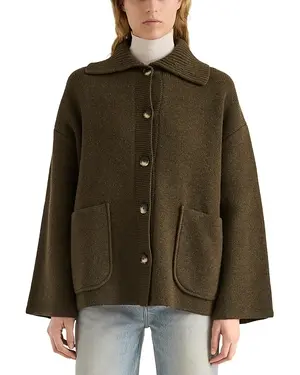 Proenza Schouler White Label Nelly Merino Wool Collared Sweater Jacket