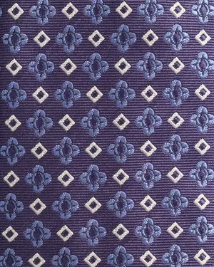 Canali Silk Classic Flower Square Tie - Purple