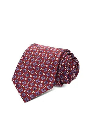 Canali Silk Classic Flower Square Tie - Red