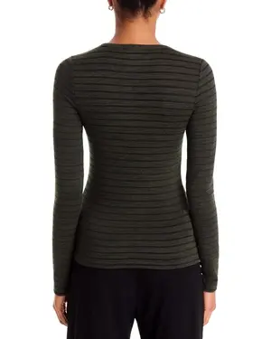 Rag & Bone The Knit Stripe Long Sleeve Henley - Olive Multi