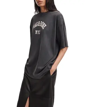 Rag & Bone University Alex Cotton Logo Tee - Black