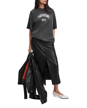 Rag & Bone University Alex Cotton Logo Tee - Black