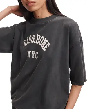 Rag & Bone University Alex Cotton Logo Tee - Black