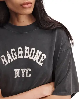 Rag & Bone University Alex Cotton Logo Tee - Black