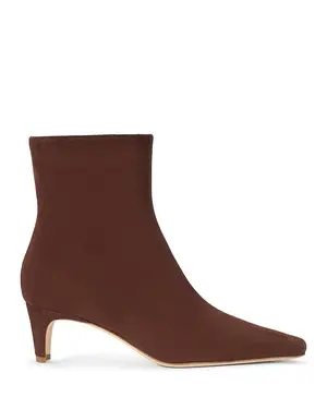 Staud Wally Suede Pointed Toe Ankle Boots - Espresso