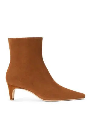 Staud Wally Suede Pointed Toe Ankle Boots - Tabac