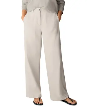 Eileen Fisher High Waisted Wide Leg Full Length Pants - Plaster