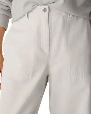 Eileen Fisher High Waisted Wide Leg Full Length Pants - Plaster