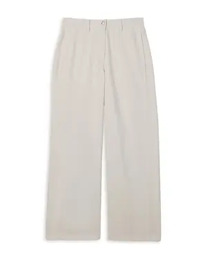 Eileen Fisher High Waisted Wide Leg Full Length Pants - Plaster