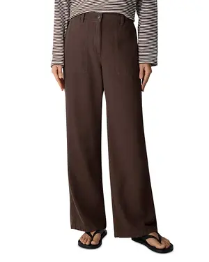 Eileen Fisher High Waisted Wide Leg Full Length Pants - Truffle