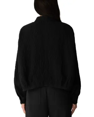 Eileen Fisher Cropped Classic Collar Dolman Sleeve Jacket