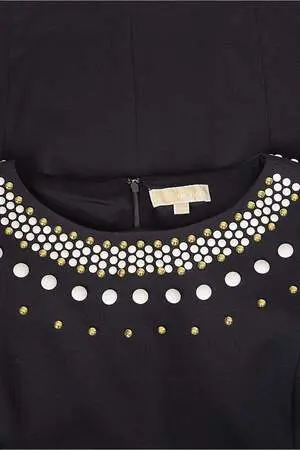 Michael Kors Boatneck Embellished Sleeveless Dress