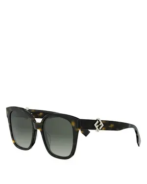 Fendi Ff Diamonds Square Sunglasses, 55mm - Dark Havana/green
