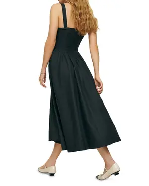 REFORMATION Linen Midi Dress - Black