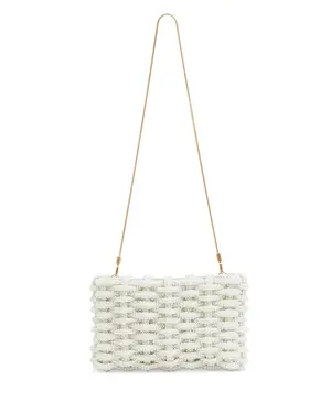 Simkhai Embellished Woven Clutch - Pearl