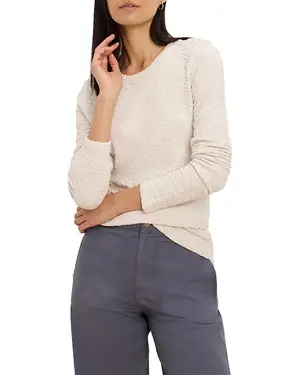 NIC+ZOE Crinkle Knit Long Sleeve Top - Coconut