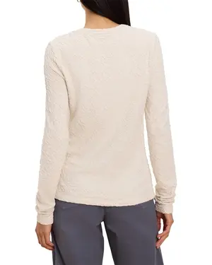 NIC+ZOE Crinkle Knit Long Sleeve Top - Coconut
