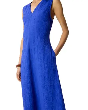 Whistles Textured V-neck Midi Dress