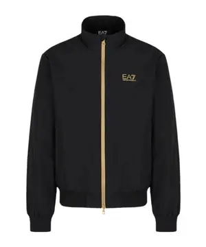 EA7 Logo Printed Zipped Jacket