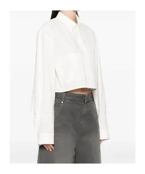 LOW CLASSIC Cropped Shirt With Button-down Collar And Buckle Cuffs