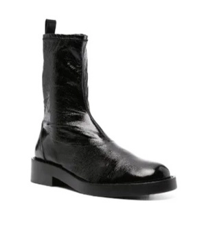 COURREGES Logo Plaque Cracked Finish Boots
