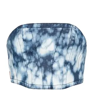 Palm Angels Washed Denim Cropped Corset