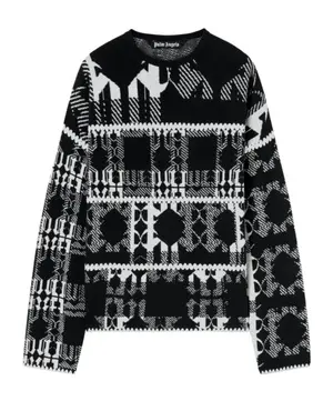 Palm Angels Intarsia-knit Monogram Jumper - Black