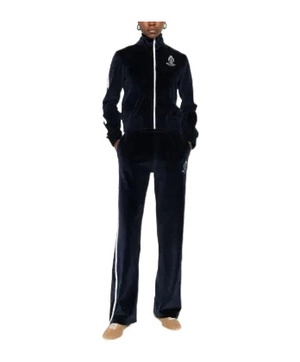 SPORTY  RICH Sporty & Rich Velour Zip-up Track Jacket With Striped Sleeves