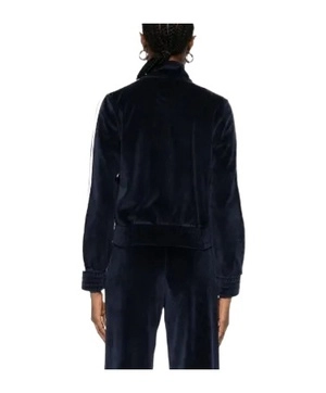 SPORTY  RICH Sporty & Rich Velour Zip-up Track Jacket With Striped Sleeves