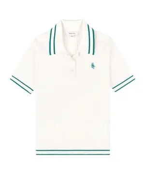 SPORTY  RICH Sporty & Rich Cable Knit Polo Shirt - White