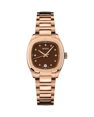 MIDO Multifort Tv 28mm Rose Gold Quartz Watch With Diamond Accents - Brown