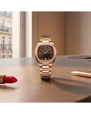 MIDO Multifort Tv 28mm Rose Gold Quartz Watch With Diamond Accents