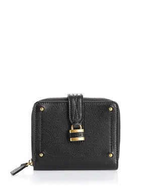 Chloé Paddington Medium Folding Leather Zip Wallet - Black