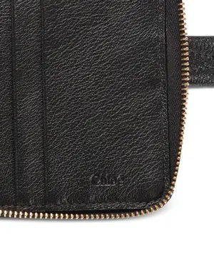 Chloé Paddington Medium Folding Leather Zip Wallet - Black