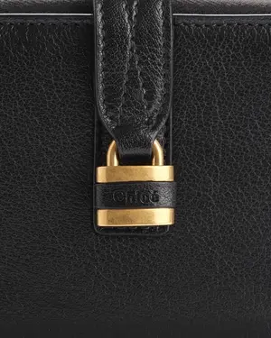 Chloé Paddington Medium Folding Leather Zip Wallet - Black