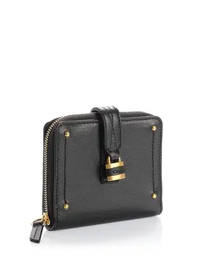 Chloé Paddington Medium Folding Leather Zip Wallet - Black