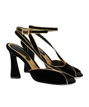 Etro Velvet High-heeled Sandals With Metallic Trim - Black