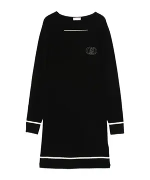 Liu Jo V-neck Logo Embellished Dress - Black