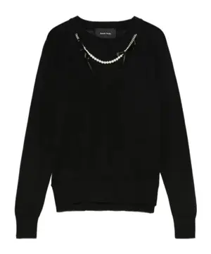Simone Rocha Embellished Crew Neck Sweater - Black