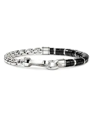 John Hardy Sterling Heishi Onyx Half Beaded Bracelet - Silver