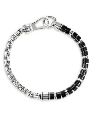 John Hardy Sterling Heishi Onyx Half Beaded Bracelet