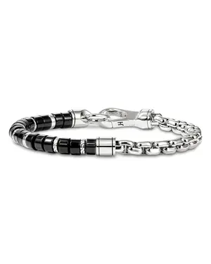 John Hardy Sterling Heishi Onyx Half Beaded Bracelet