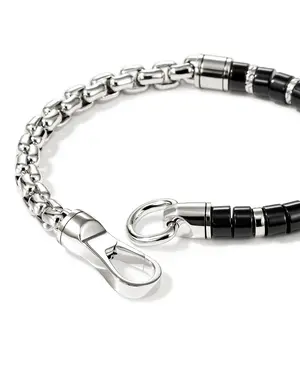 John Hardy Sterling Heishi Onyx Half Beaded Bracelet
