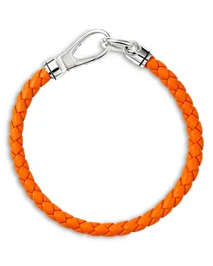 John Hardy Sterling Leather Woven Hook Clasp Bracelet