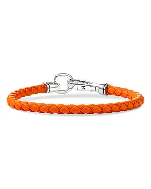 John Hardy Sterling Leather Woven Hook Clasp Bracelet