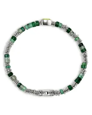 John Hardy Sterling Heishi Peridot & Multi Gemstone Bead Bracelet