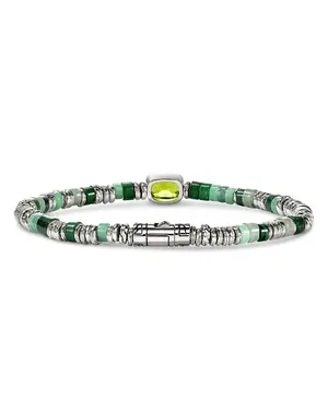 John Hardy Sterling Heishi Peridot & Multi Gemstone Bead Bracelet