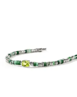 John Hardy Sterling Heishi Peridot & Multi Gemstone Bead Bracelet